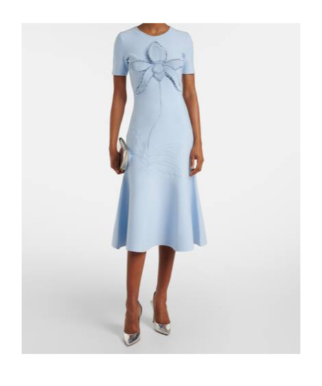 OSCAR DE LA RENTA Oscar de la Renta Orchid Appliqué Jacquard Cocktail Dress