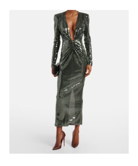 ALEX PERRY Alex Perry Gathered Sequin Gown