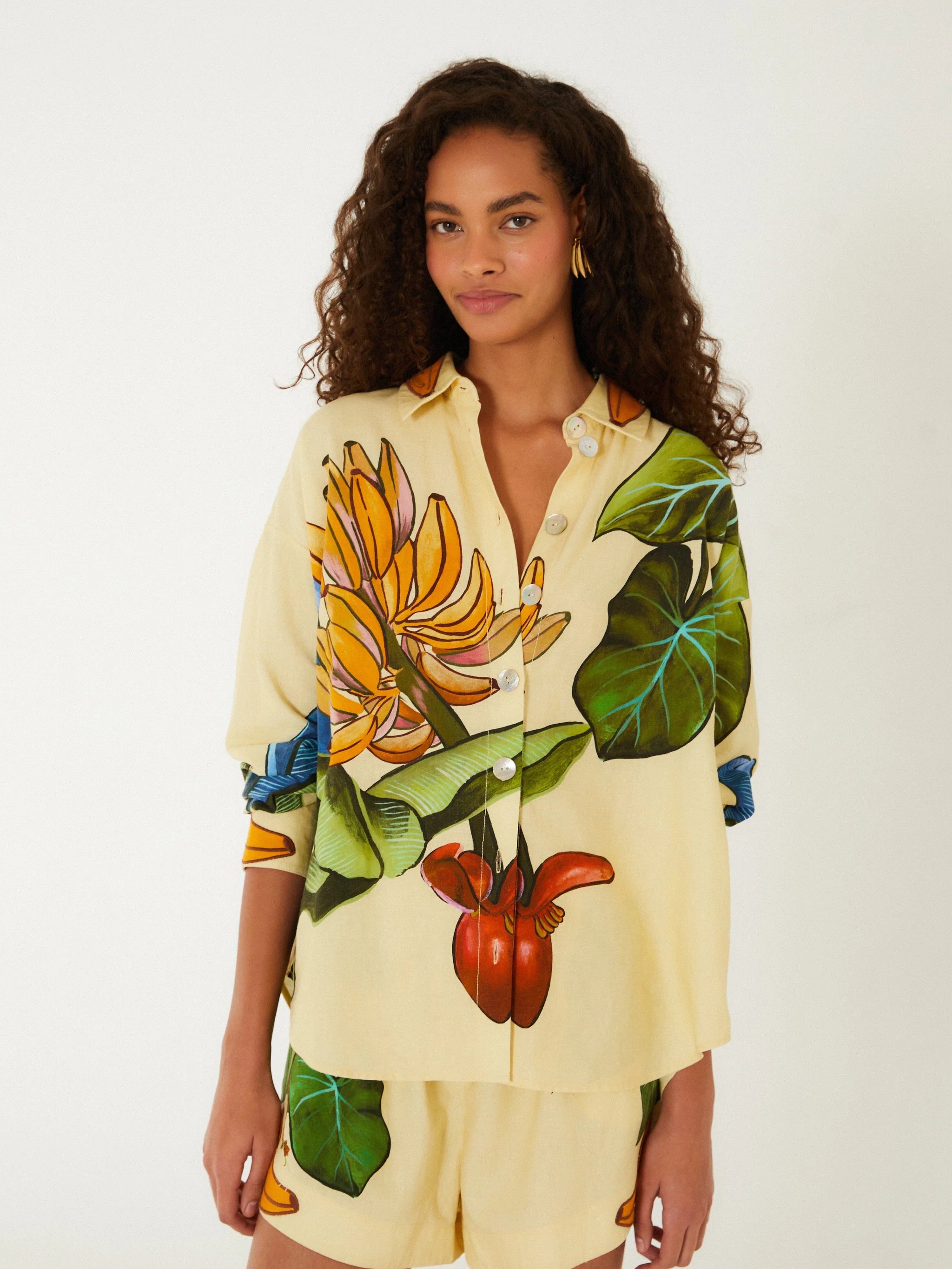 FARM RIO FARM RIO Long-Sleeve Linen-Viscose Printed Shirt