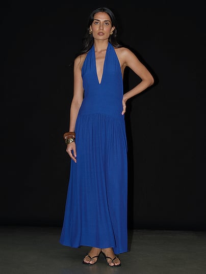 VICTORIA'S SECRET Summer Away Cobalt Halter Neck Maxi Dress