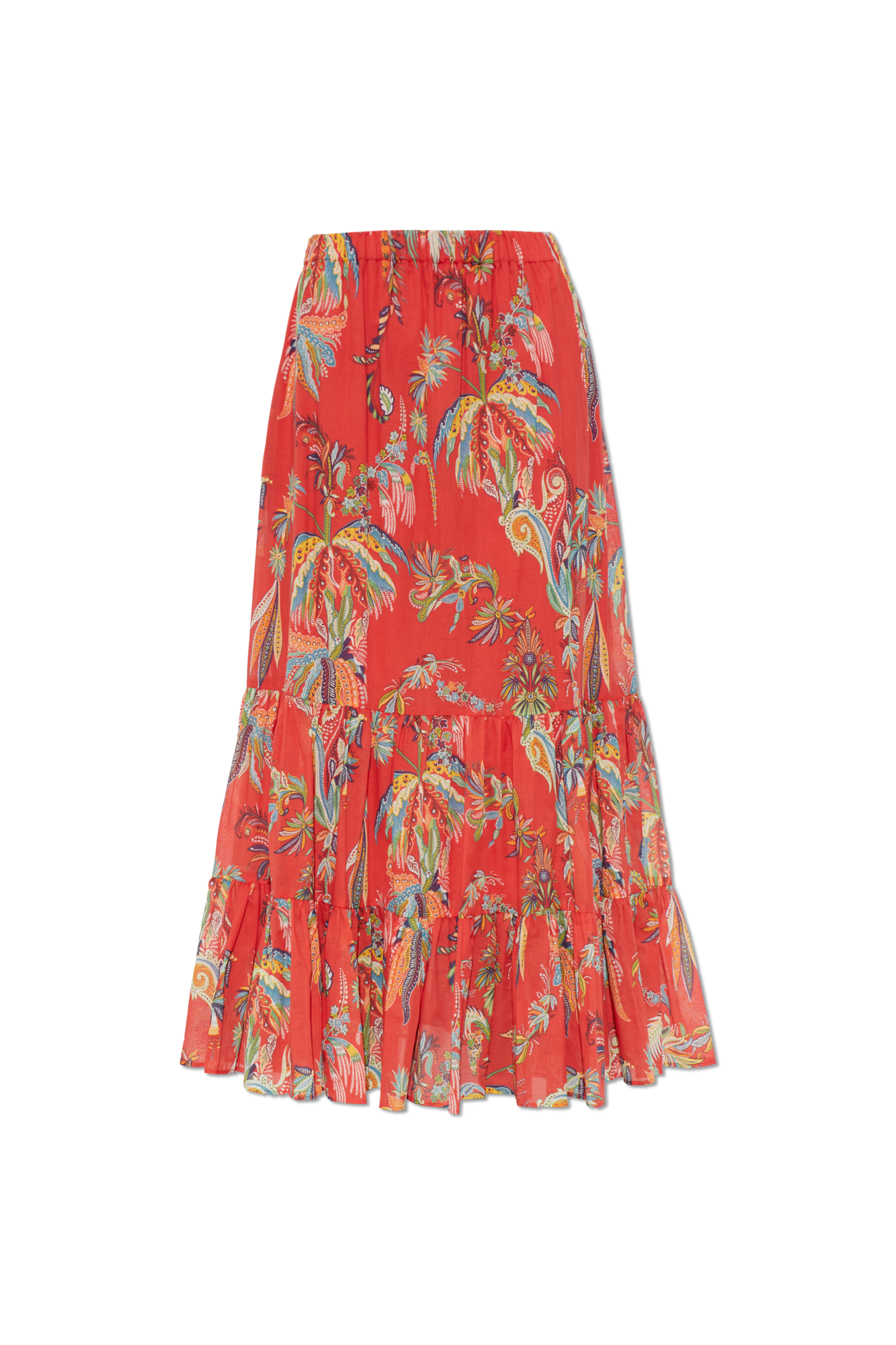 ETRO Etro Tiered Cotton Maxi Skirt with Botanical Print