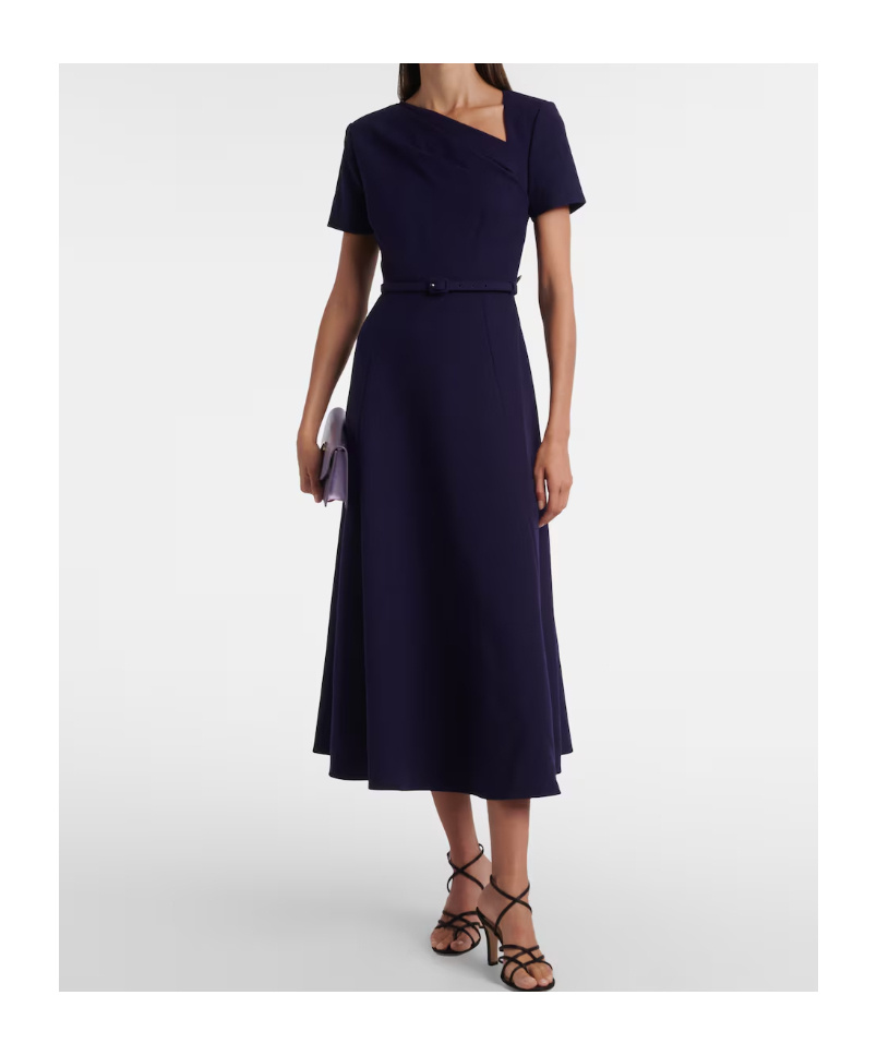 ROLAND MOURET Roland Mouret Asymmetrical Belted Crêpe Midi Dress