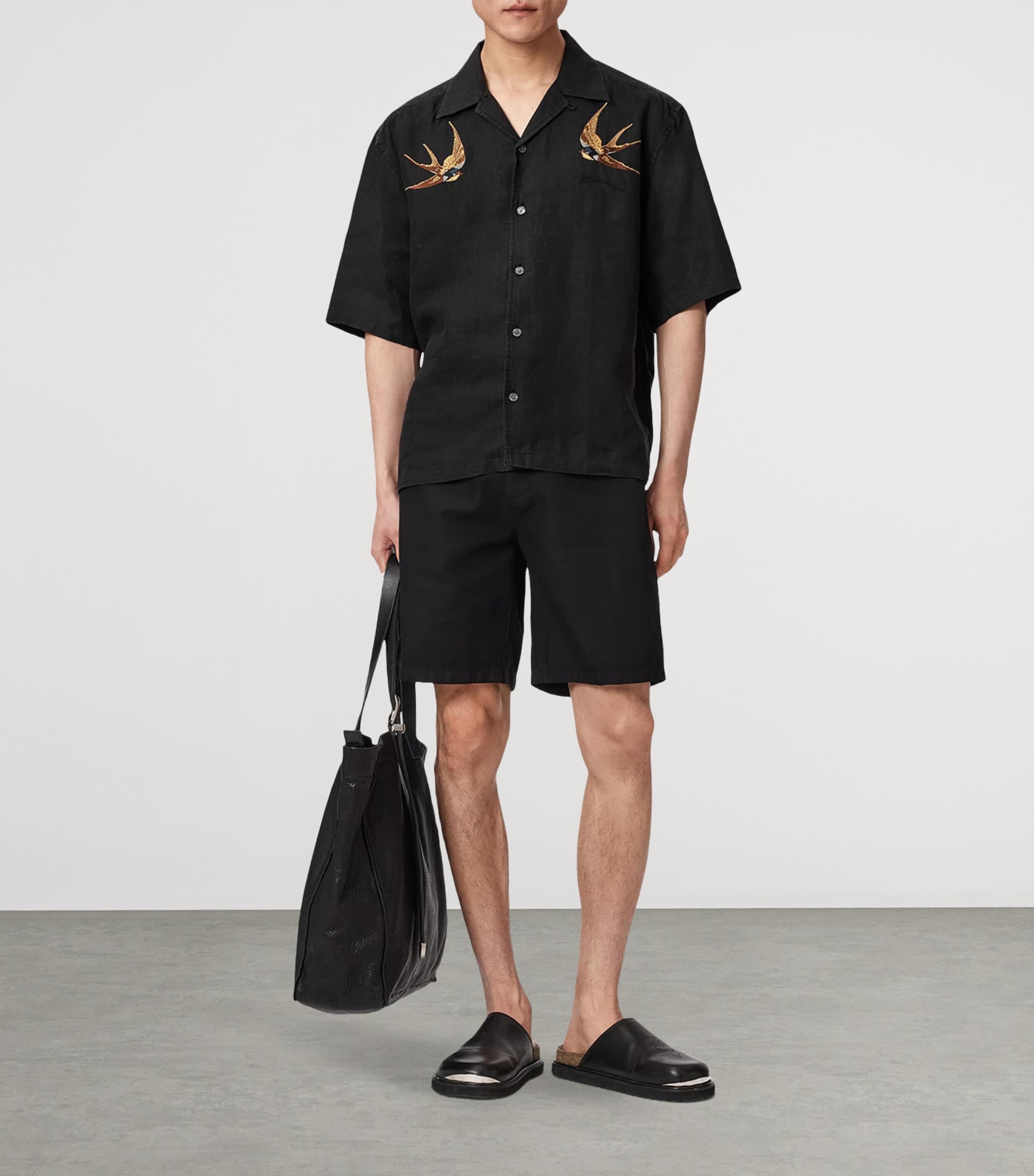 ALLSAINTS linen embroidered avia shirt