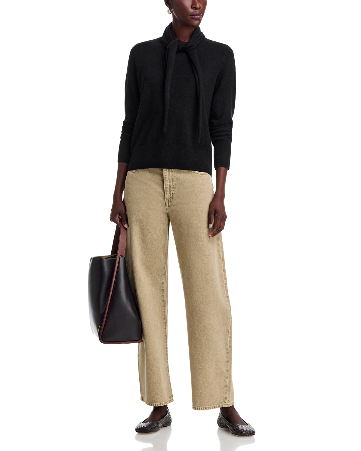 BLOOMINGDALE'S C By Bloomingdale's Cashmere Sweater with Tie Neck