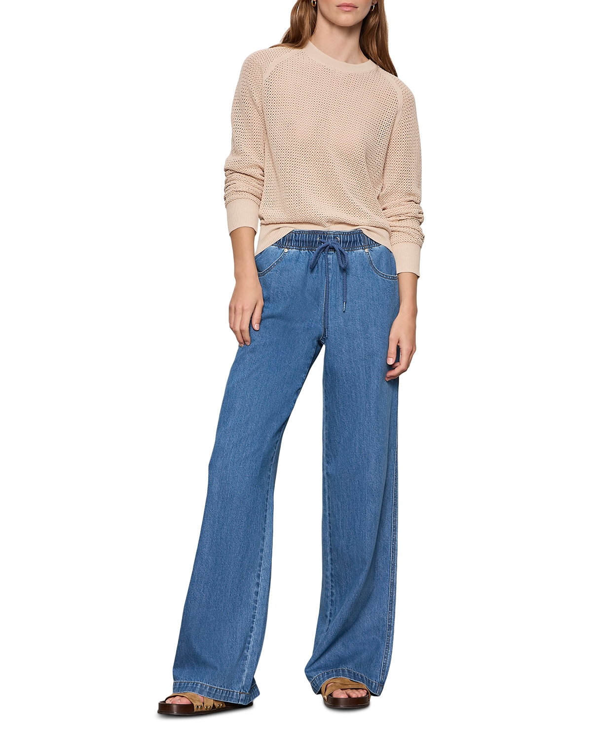SANCTUARY Sanctuary Wide Leg Cotton Linen Blend Drawstring Pants