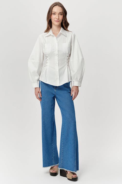 EXQUISE Exquise Fitted Waist Balloon Sleeve Shirt
