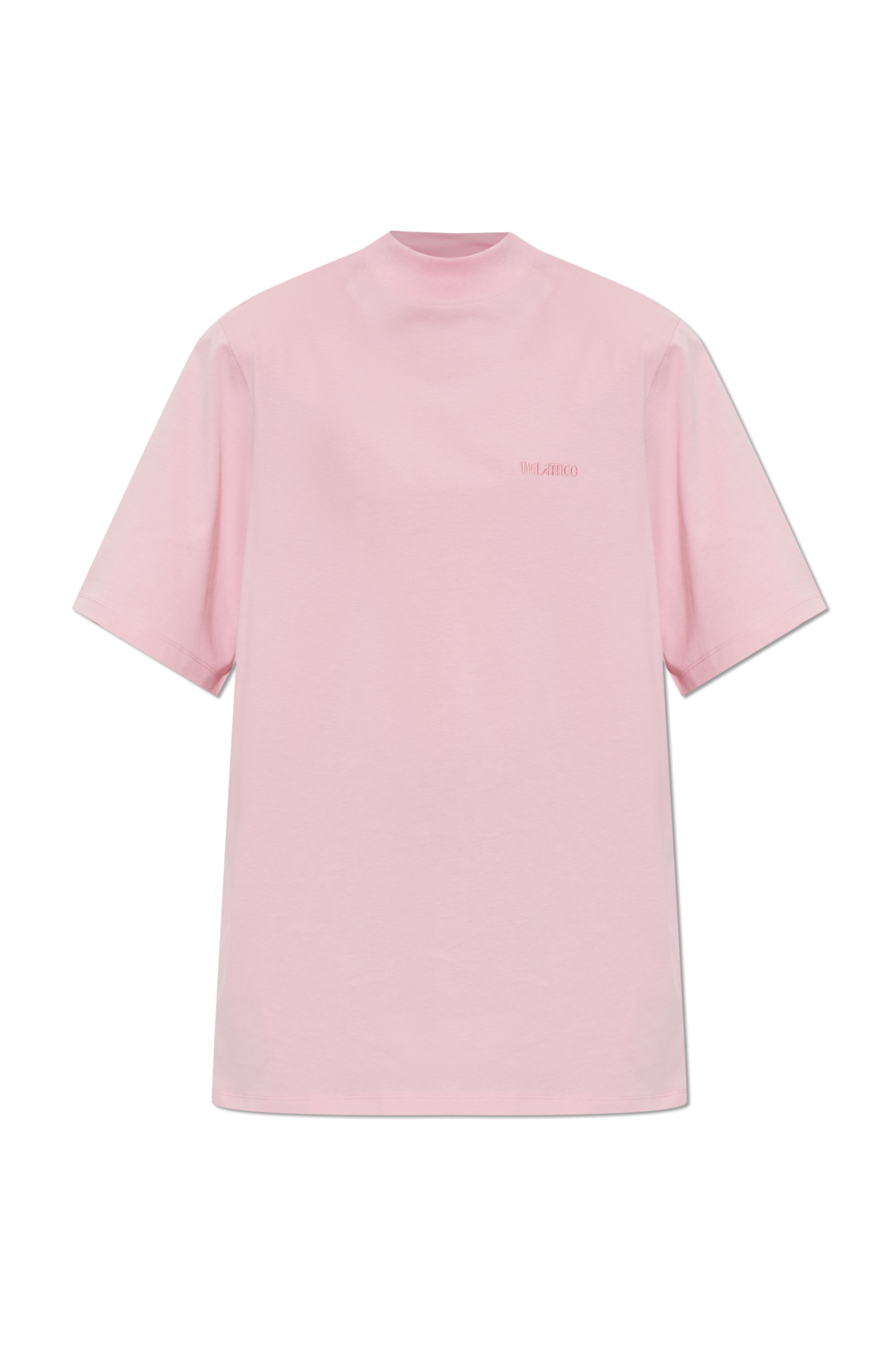 ATTICO THE ATTICO Pink Cotton Jersey T-Shirt with Shoulder Pads