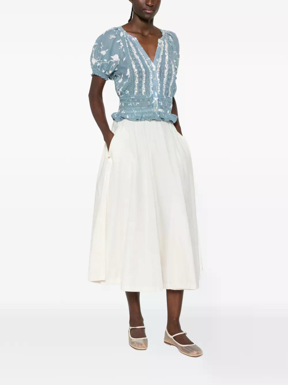 ALICE + OLIVIA Alice + Olivia Embroidered Lace-Trimmed Cotton Blouse