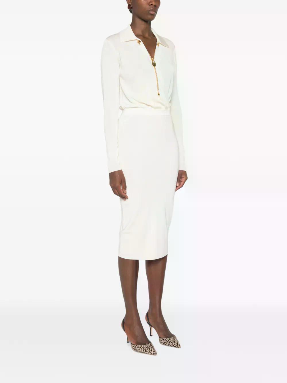 ELISABETTA FRANCHI Elisabetta Franchi Ribbed Midi Dress with Padlock Detail