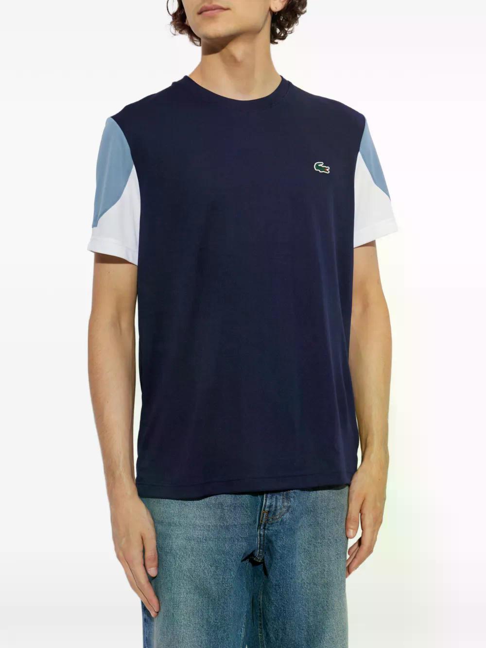 LACOSTE logo-patch panelled t-shirt