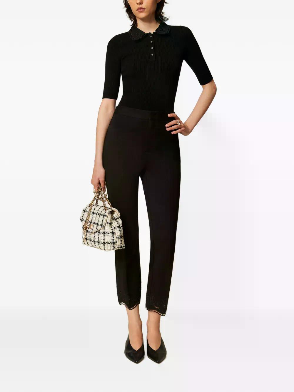 TWINSET TWINSET Straight Trousers with Broderie Anglaise Detail