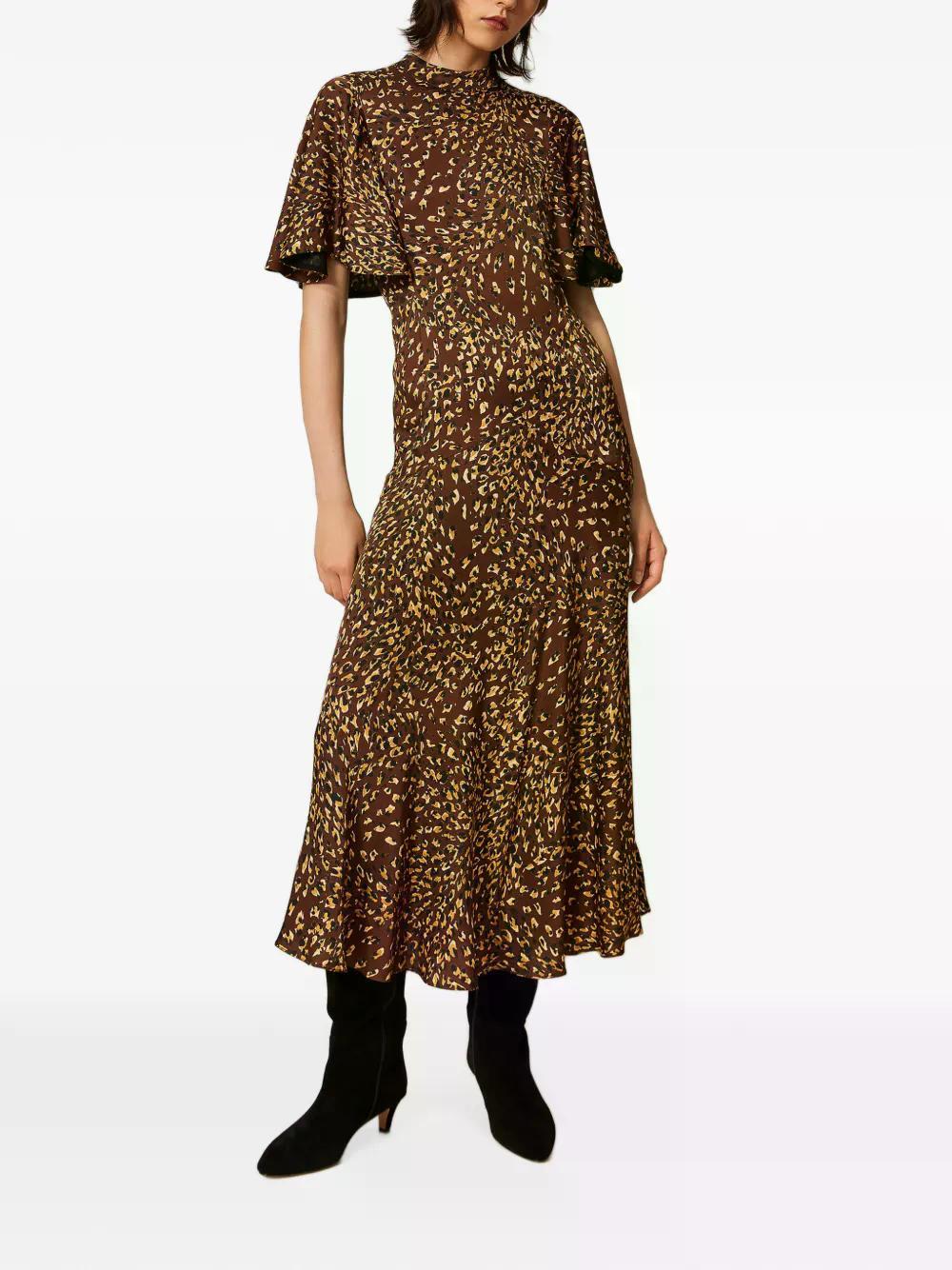 TWINSET TWINSET Long Animal Print Satin Dress