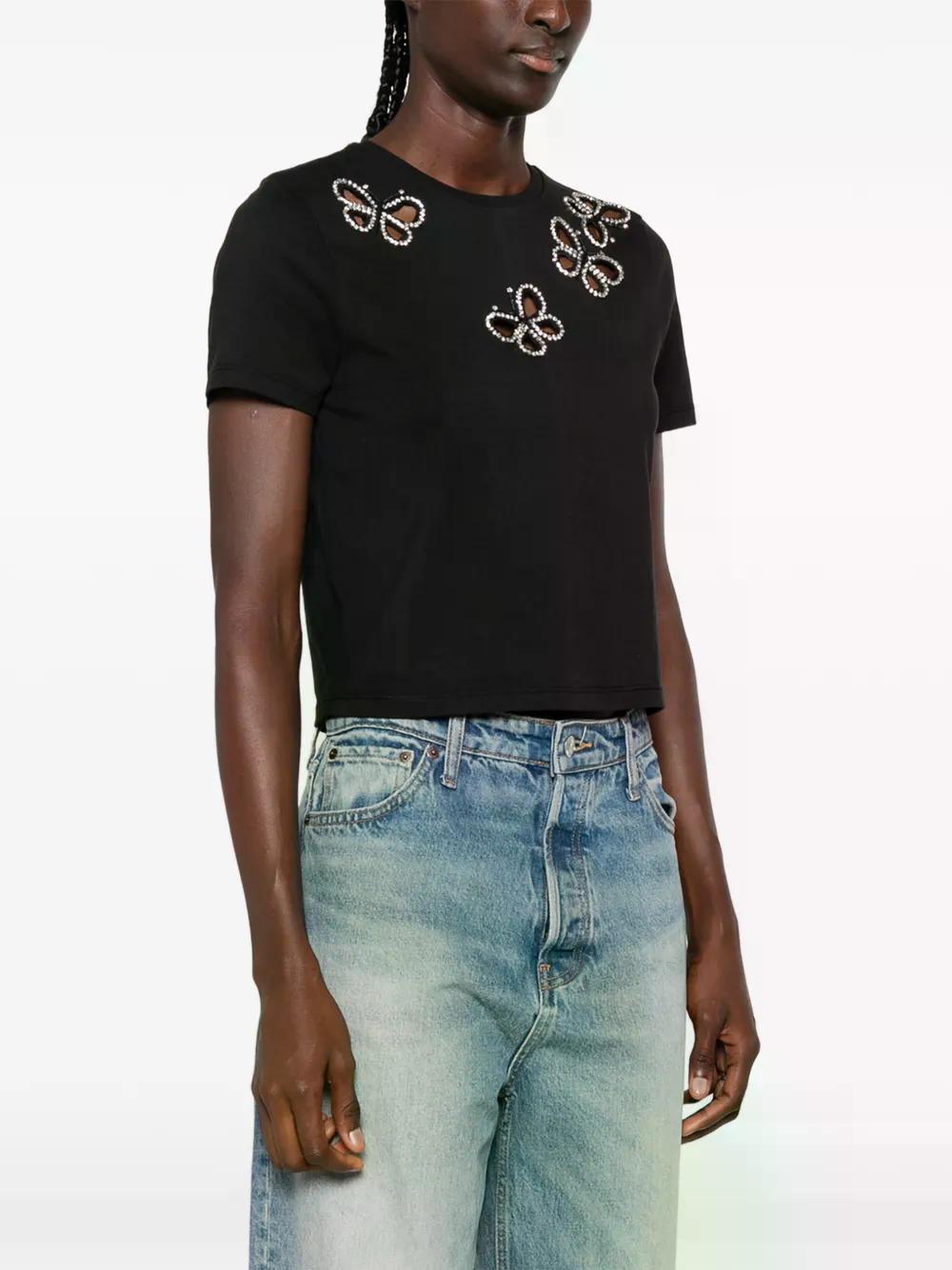 ALICE + OLIVIA Alice + Olivia Crystal-Embellished Butterfly T-Shirt