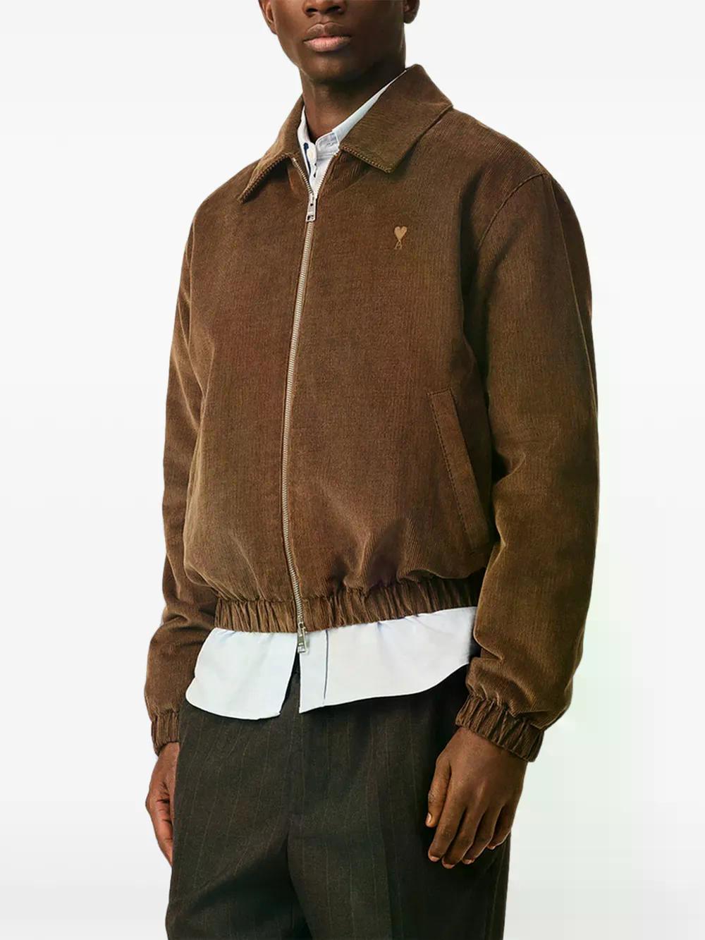 AMI AMI Paris Corduroy Cotton Padded Jacket with Ami de Coeur Embroidery