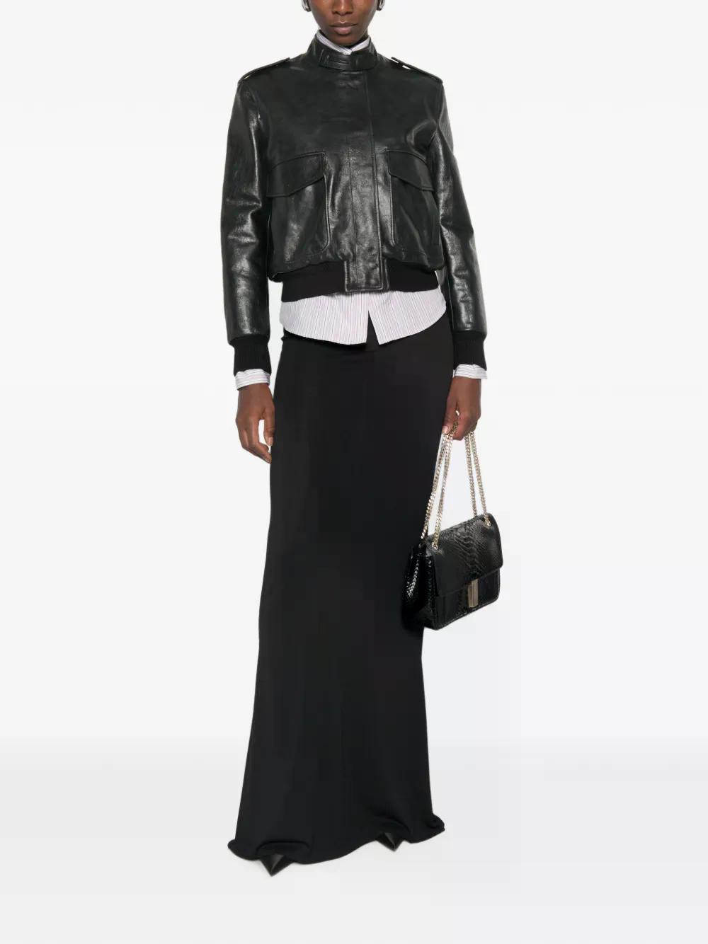 TOM FORD TOM FORD Epaulette Detail Leather Bomber Jacket