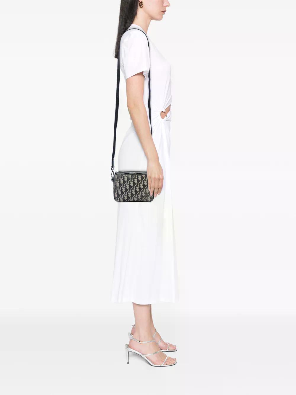 DIOR Christian Dior Oblique Canvas Zipped Pouch With Strap Crossbody Bag
