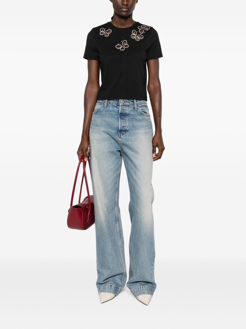 ALICE + OLIVIA ALICE+OLIVIA Cindy Embellished Cut-Out T-Shirt