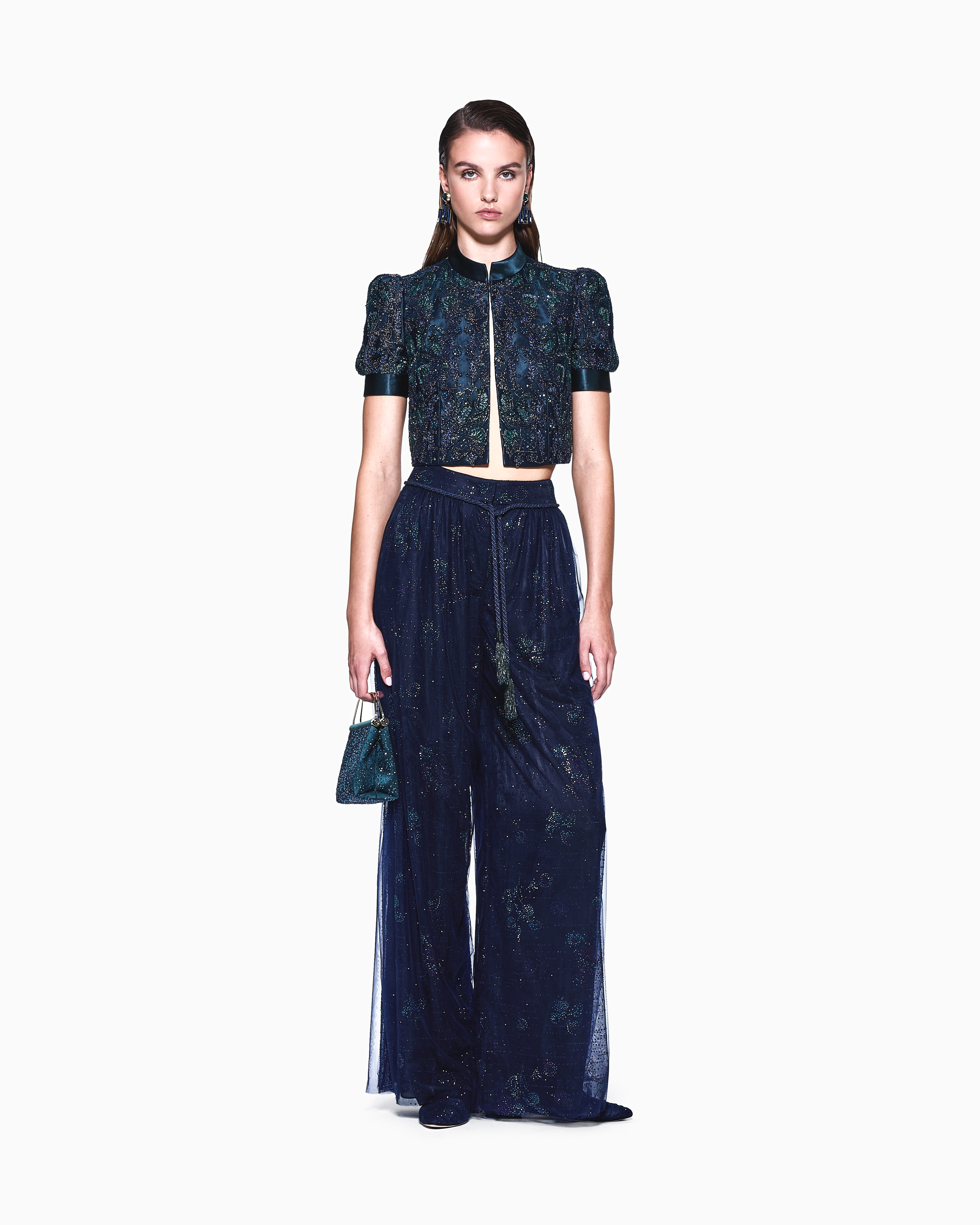 GIORGIO ARMANI Giorgio Armani Silk and Linen Jacket with Elaborate Embroidery