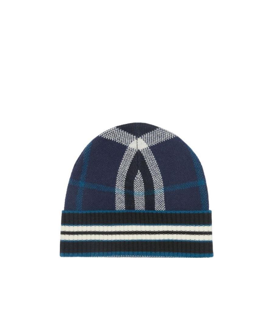 BURBERRY Burberry Check and Stripe Cashmere Beanie