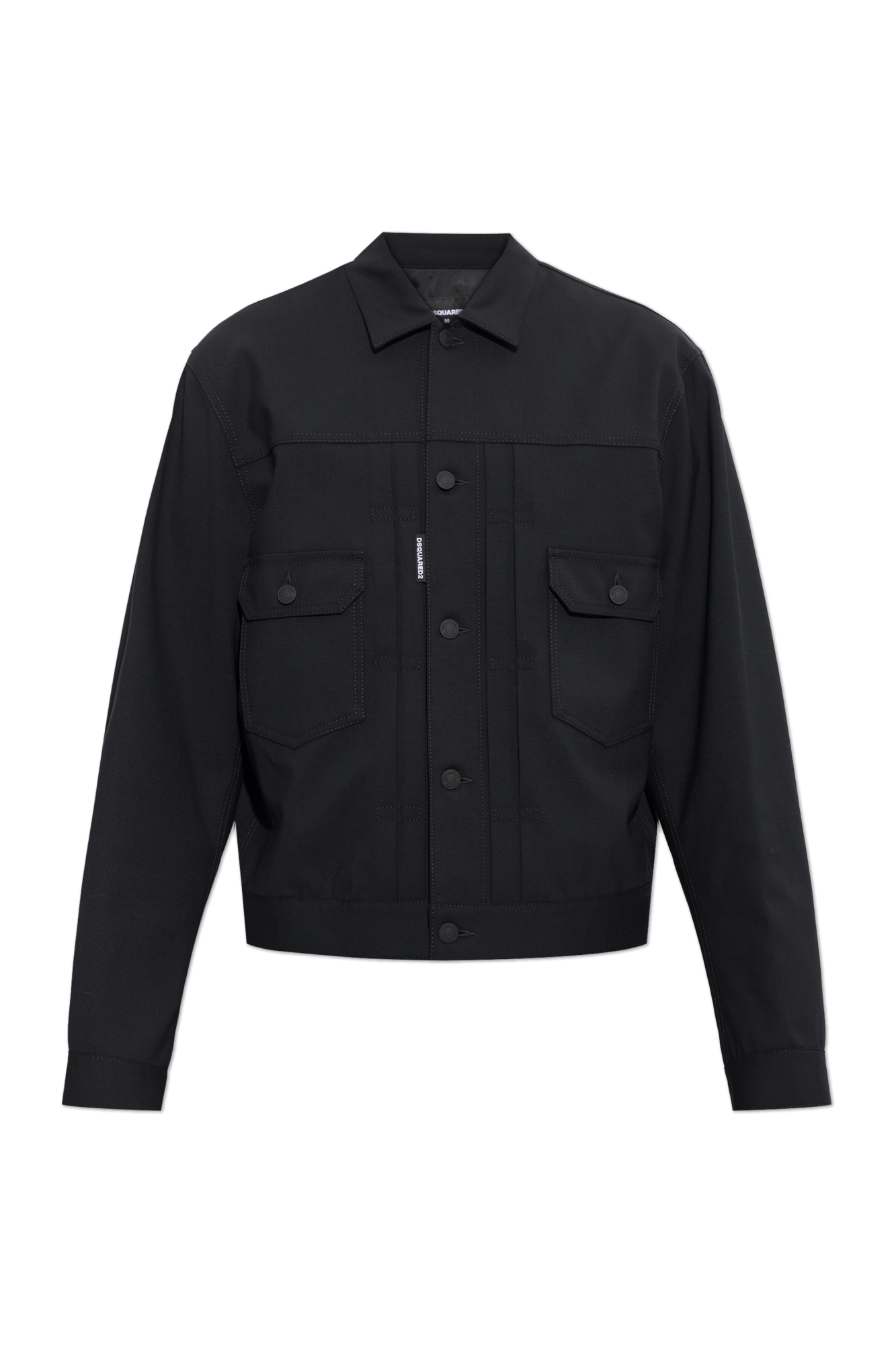 DSQUARED2 Dsquared2 Black Wool Jacket with Classic Collar