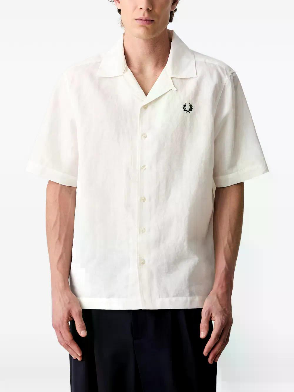 FRED PERRY embroidered-logo camp-collar shirt