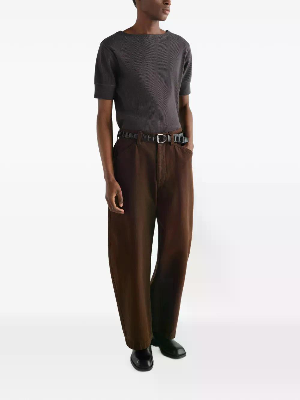 LEMAIRE boat-neck t-shirt in linen and cotton ribbed jersey