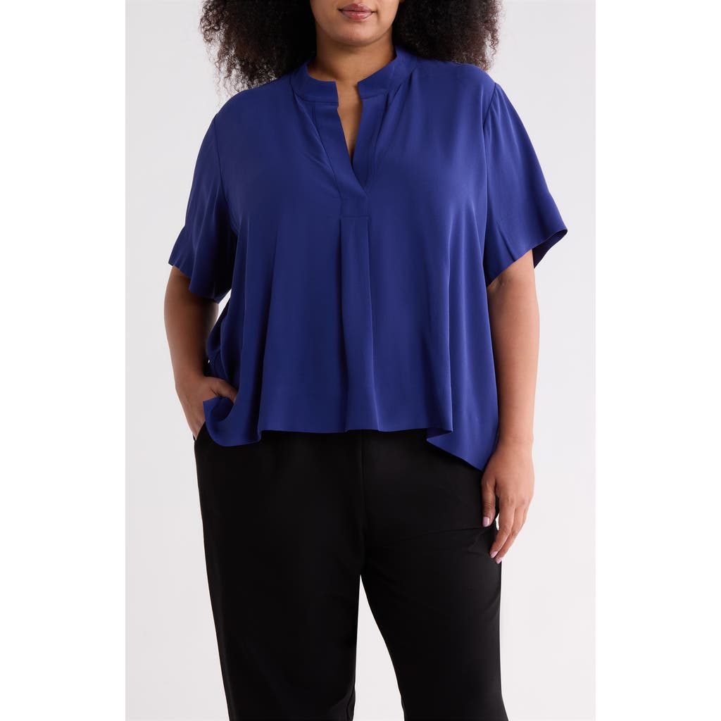 EILEEN FISHER Eileen Fisher Split Neck Short Sleeve Silk Top