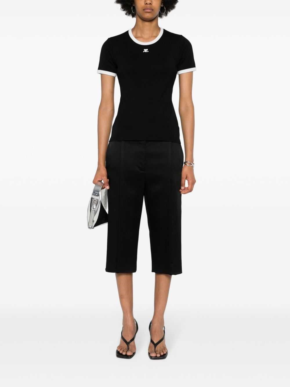 COURREGES COURREGES Black Cotton Jersey T-shirt with Logo Application