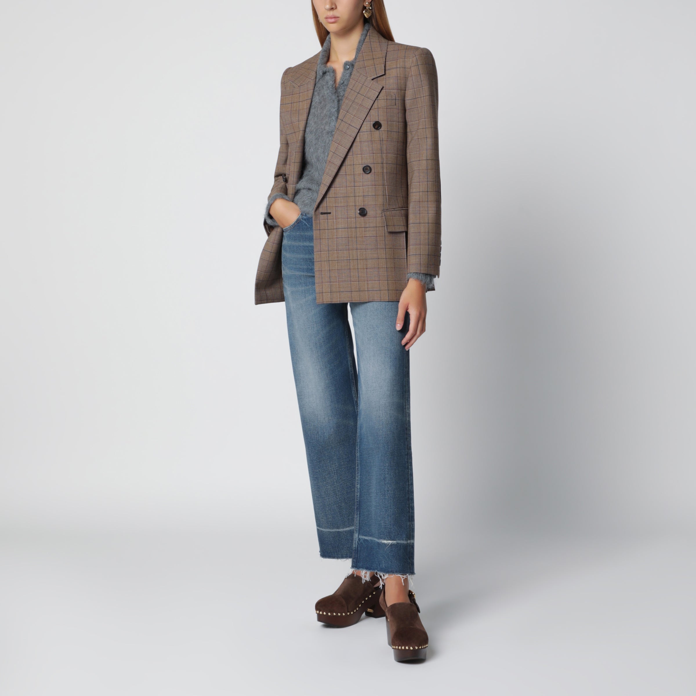 CHLOÉ Chloé Prince of Wales Pattern Double-Breasted Jacket