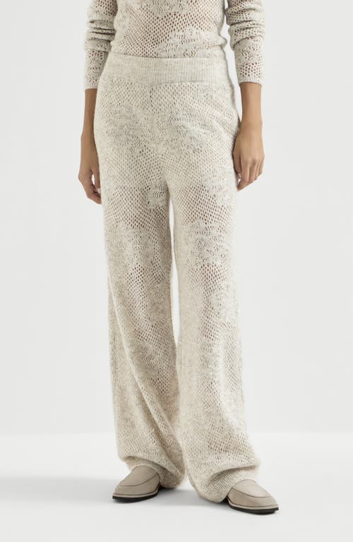 BRUNELLO CUCINELLI Brunello Cucinelli Lace Flowers Knit Track Trousers