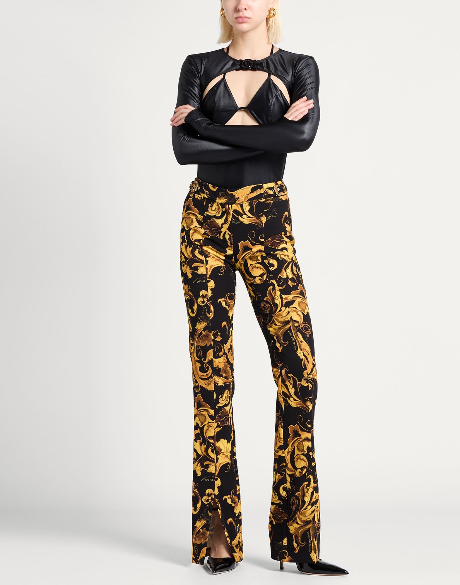 VERSACE Versace Jeans Couture Black High Waisted Straight Leg Pants