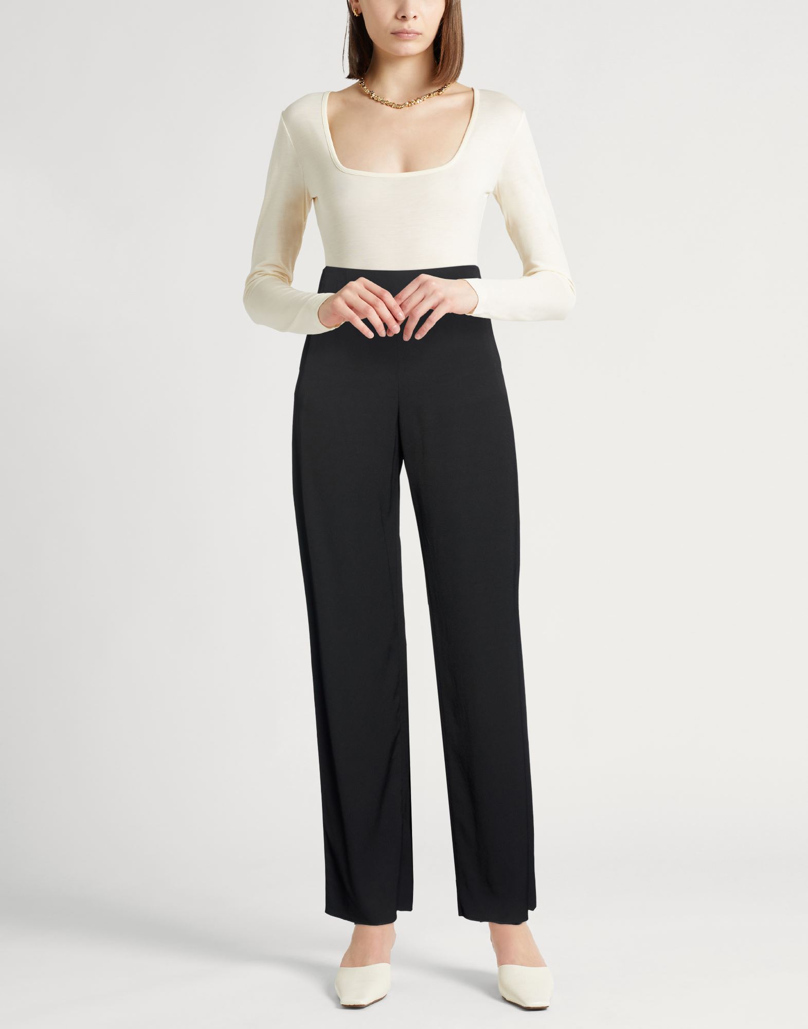 AGNONA Agnona Wide-Leg Viscose and Wool Crepe Pants