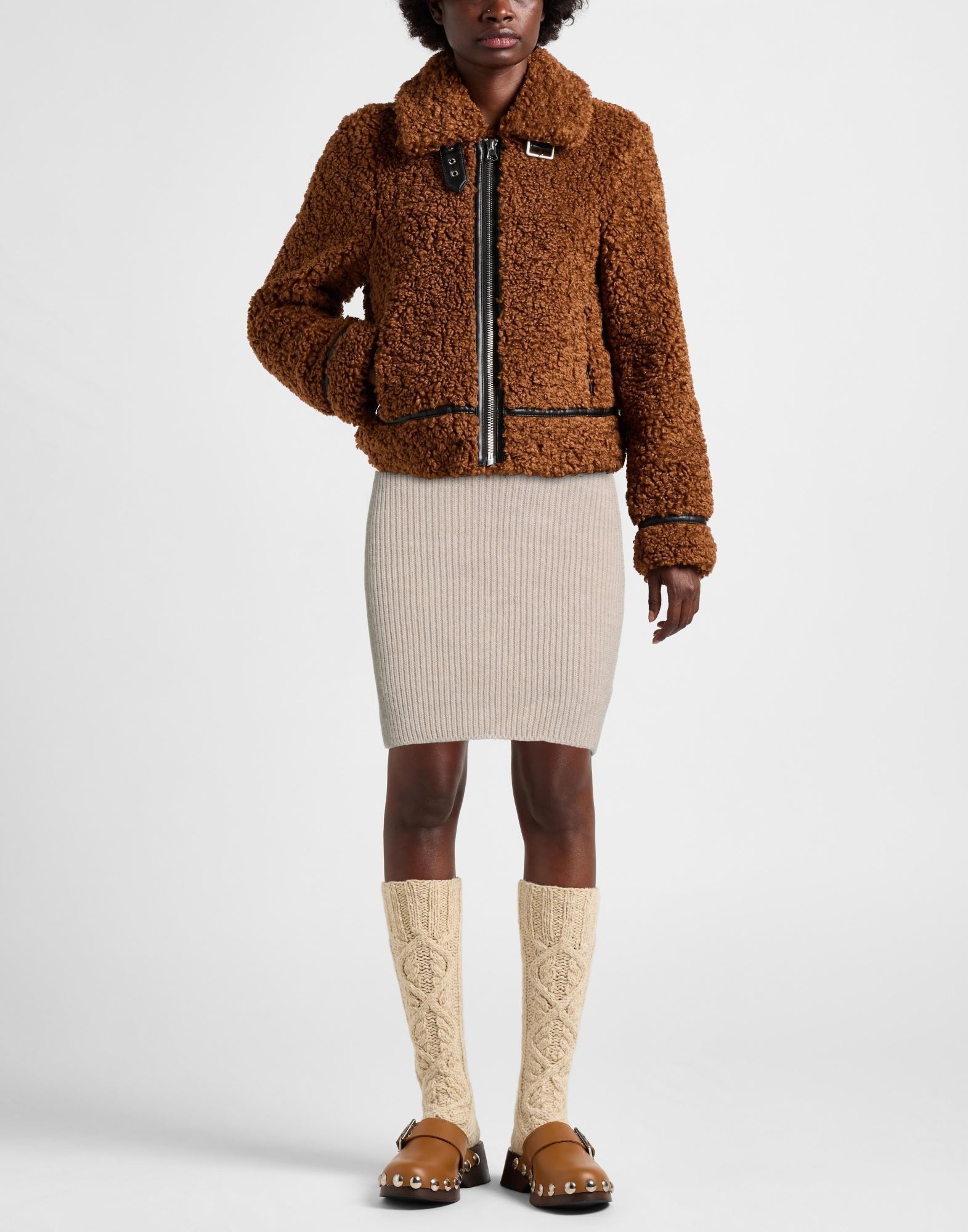 VICOLO VICOLO Ribbed-Knit Pencil Mini Skirt