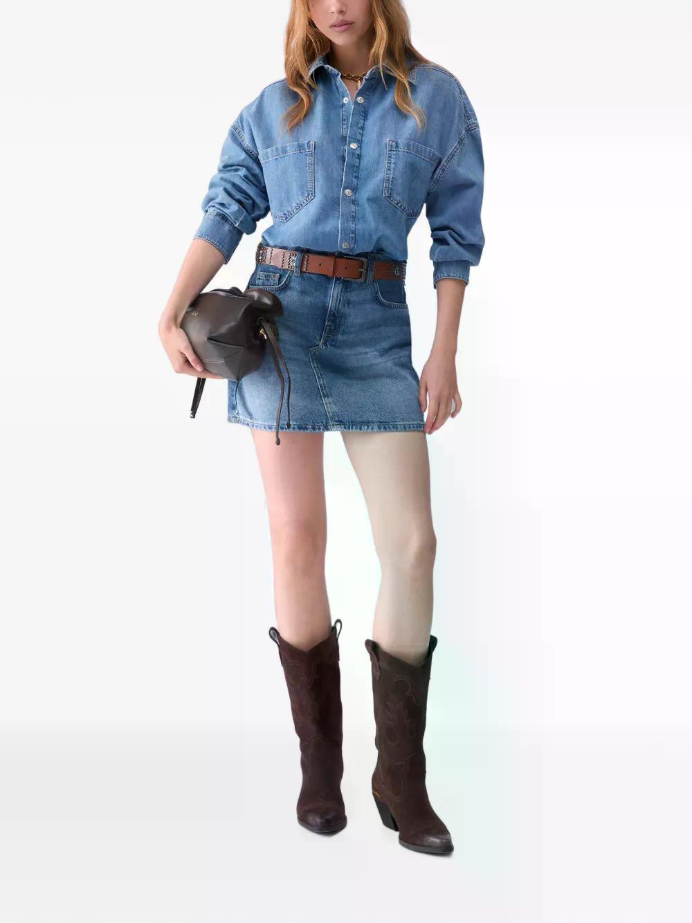 LIU JO LIU JO Denim Shirt Dress with Embellished Belt