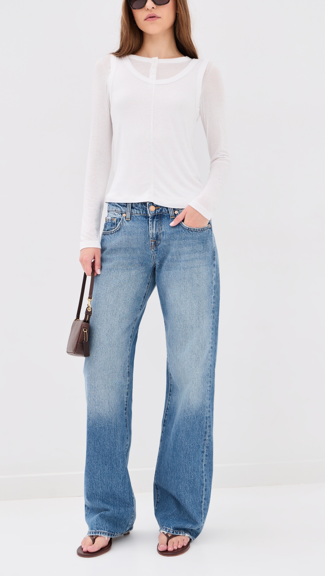 7 FOR ALL MANKIND 7 For All Mankind Low Straight Leg Jeans with Fading and Whiskering