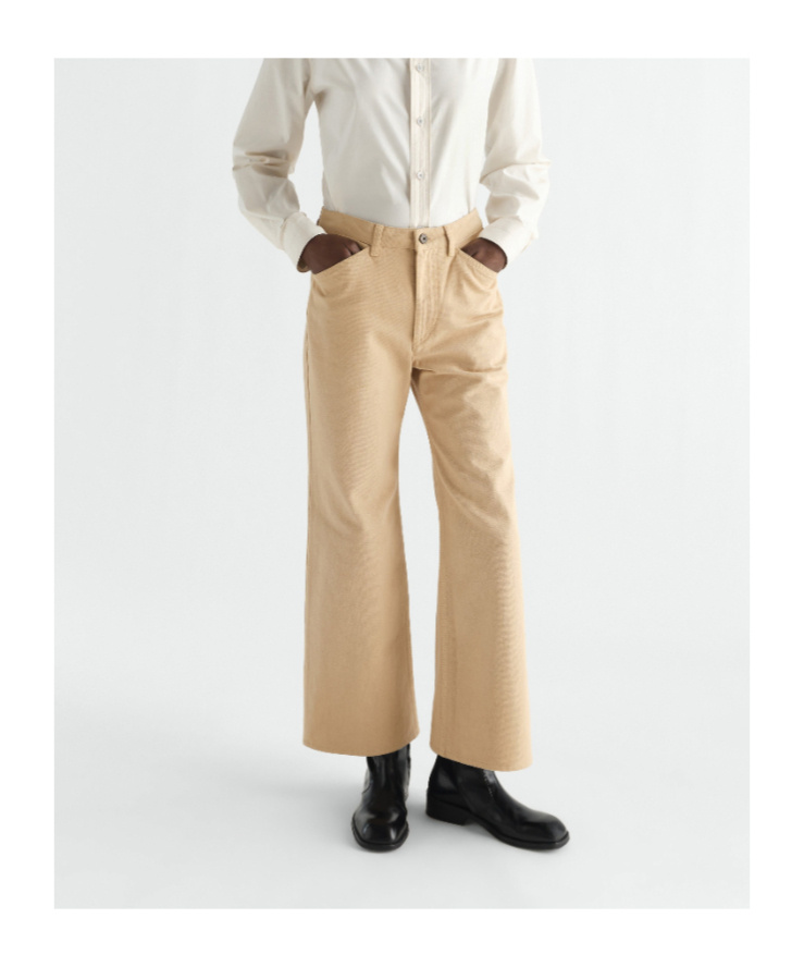 LEMAIRE Lemaire Flared Five-Pocket Pants in Garment-Dyed Broken Twill