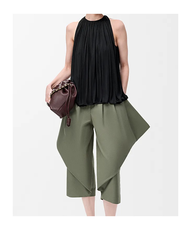 LOEWE Loewe Halterneck Draped Top with Anagram Pebble Tie Detailing