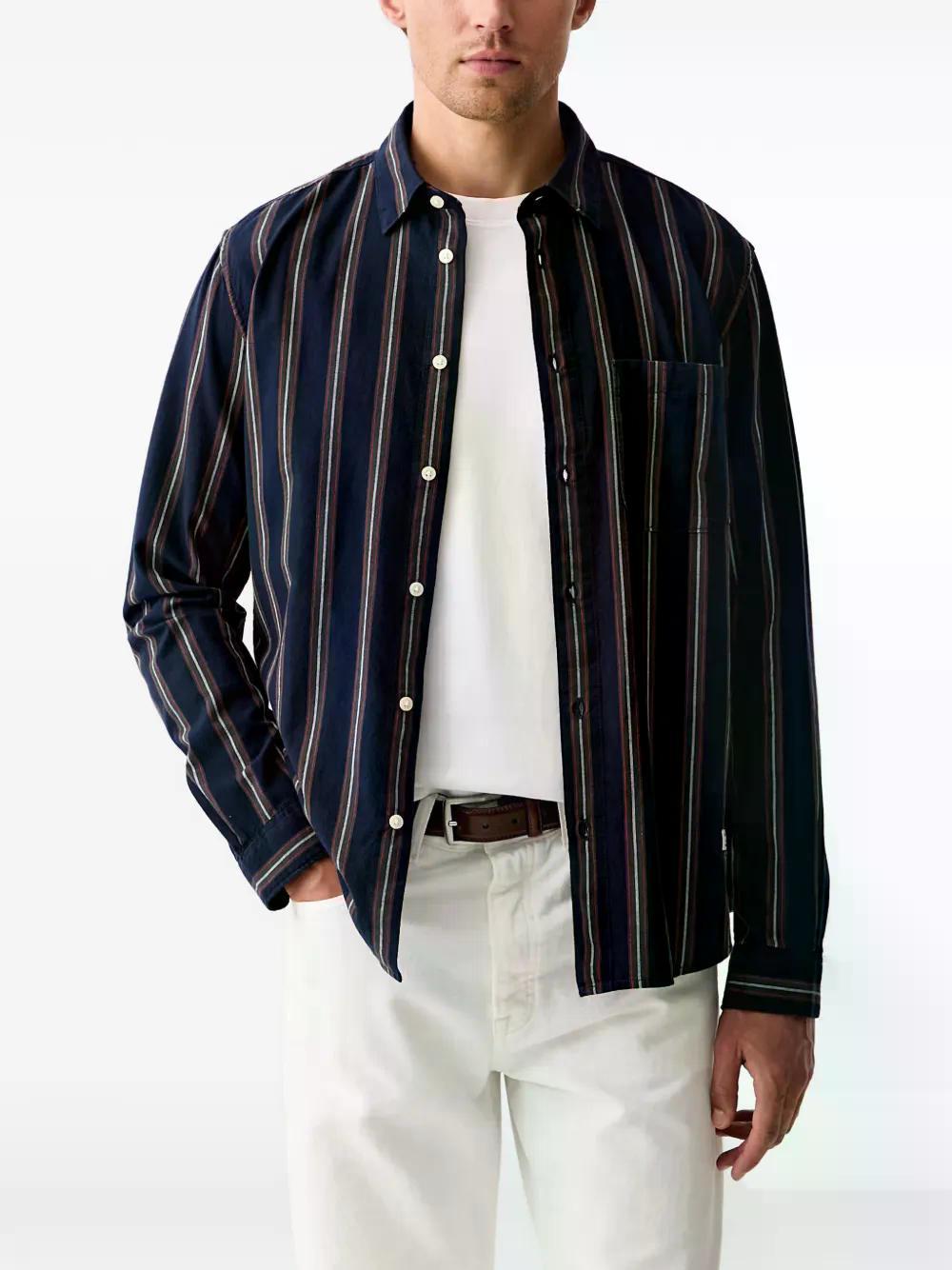 MARC O'POLO vertical-stripe chest-pocket shirt