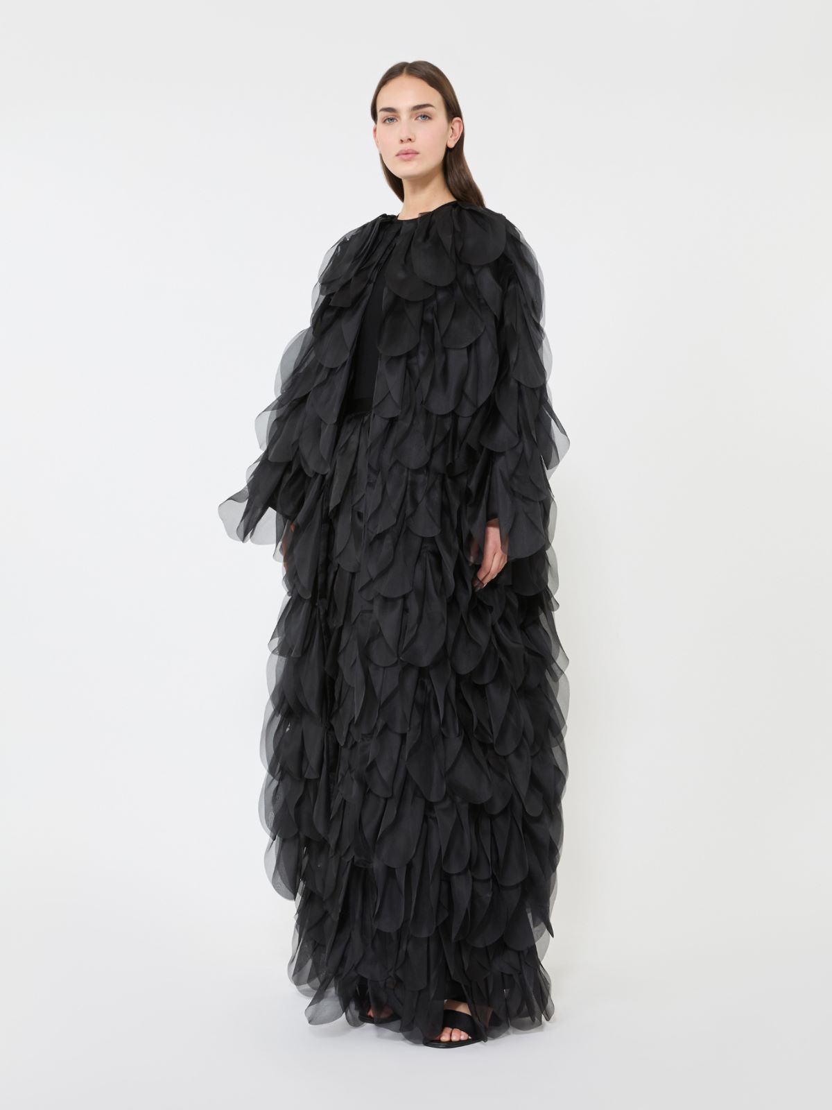 MAX MARA Max Mara Long Silk Organza Skirt with Petal Detail