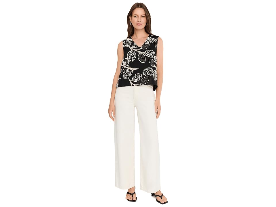 VINCE CAMUTO Vince Camuto Sleeveless V-Neck Blouse with Leaf Print
