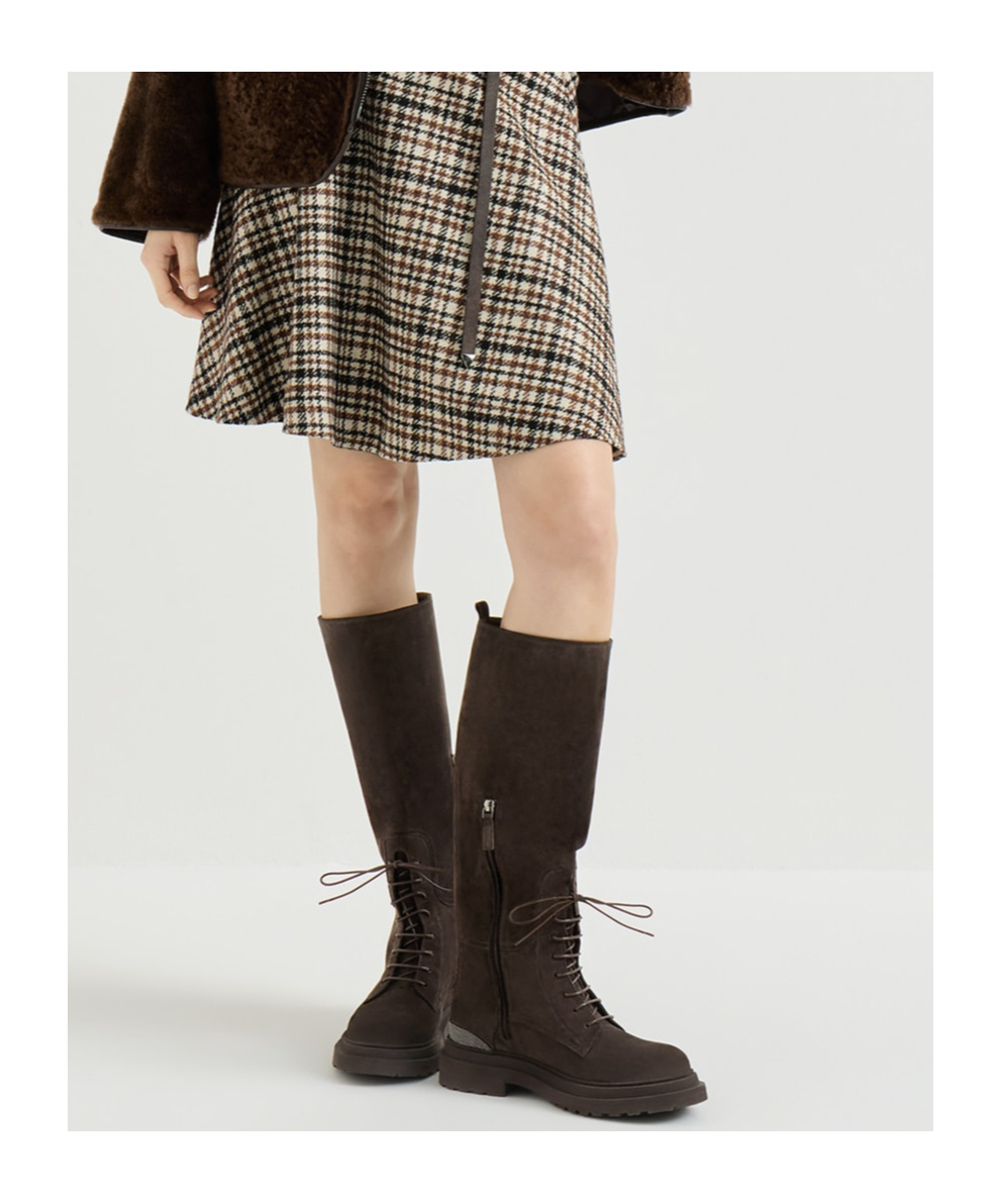 BRUNELLO CUCINELLI Brunello Cucinelli Monile Lace-Up Suede Boots