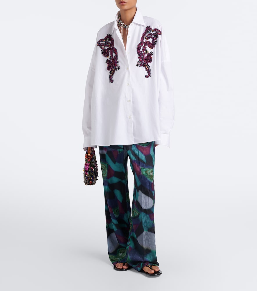 DRIES VAN NOTEN Dries Van Noten Printed Moiré Wide-Leg Pants
