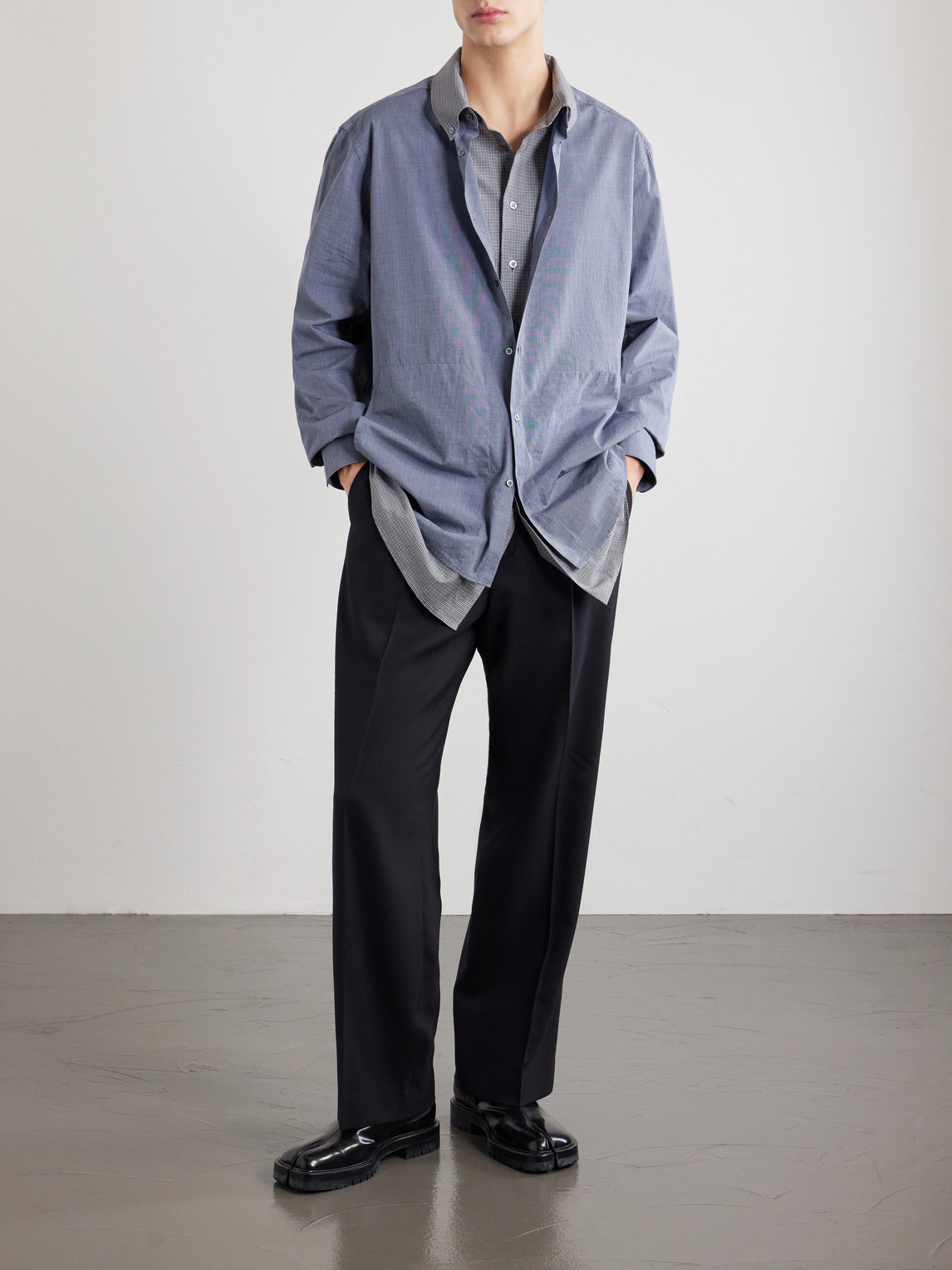 MAISON MARGIELA Maison Margiela - Double Checked Cotton-Poplin Shirt - Men - Blue 