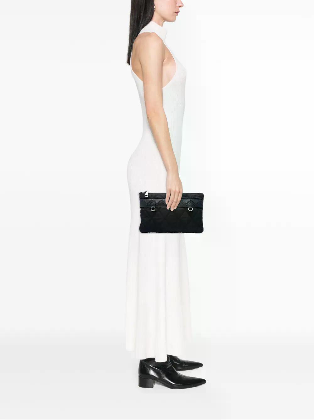 PRADA Prada Saffiano Trimmed Tessuto Impunturato Clutch Bag