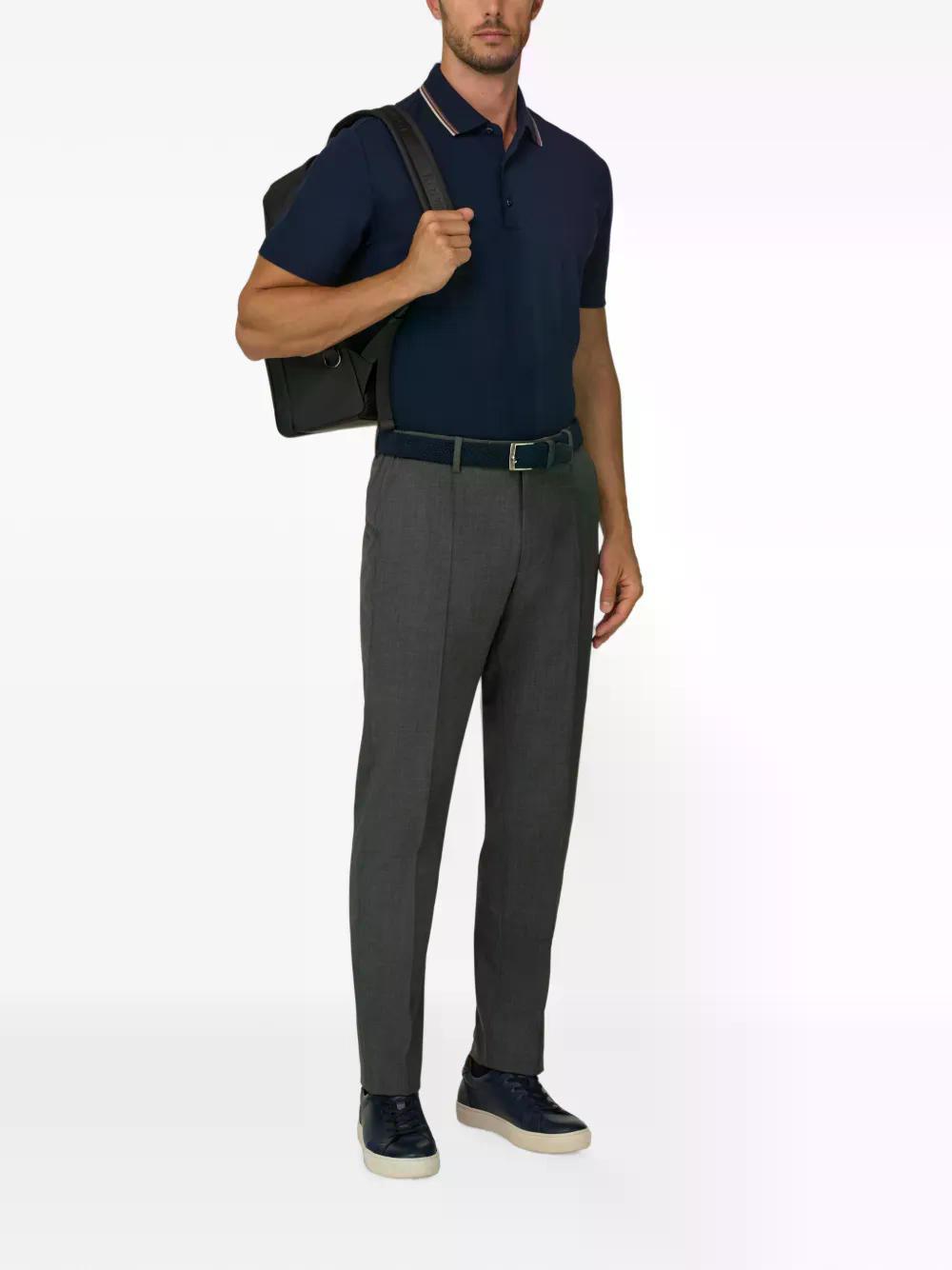 BOGGI MILANO polo in stretch cotton blend piqué cool jade-fresh