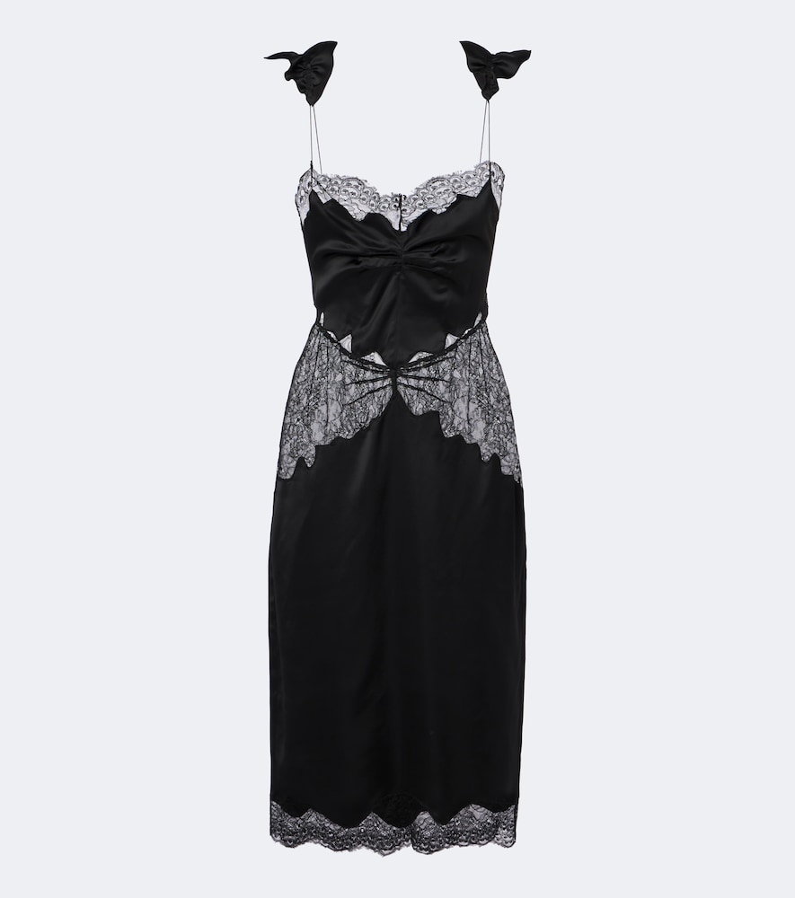 ATTICO The Attico Lace-Trimmed Satin Midi Dress