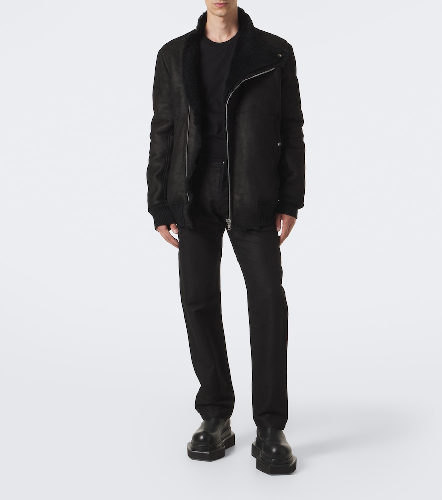 RICK OWENS Rick Owens Black Suede Shearling Flight Jacket