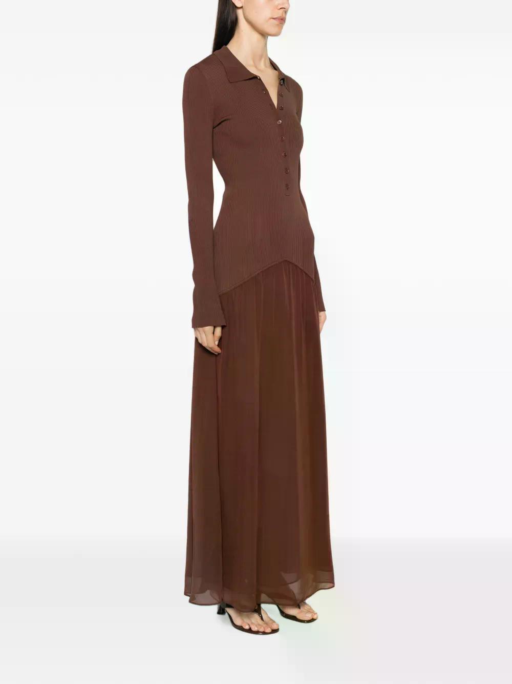 PATRIZIA PEPE Patrizia Pepe Ribbed Knit Maxi Dress with Button-Up Polo Collar