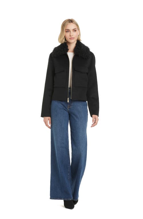 KATE SPADE NEW YORK Kate Spade Wool Blend Jacket with Removable Faux Shearling Collar