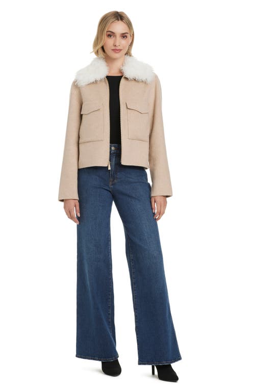 KATE SPADE NEW YORK Kate Spade Wool Blend Jacket with Removable Faux Shearling Collar